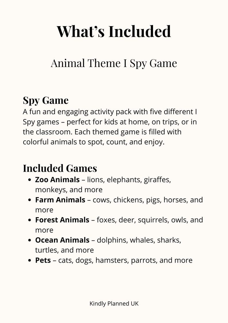 Printable I Spy Game Pack | Zoo, Farm, Ocean, Forest & Pet Animals ...
