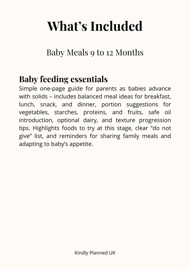Baby Meal Plan 9 to 12 Months – Printable Feeding Guide for Parents ...