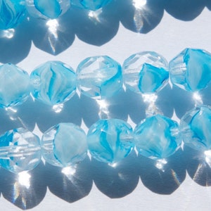 8mm Aqua Porphyr Czech Firepolish Faceted Glass Beads (25) - Etsy