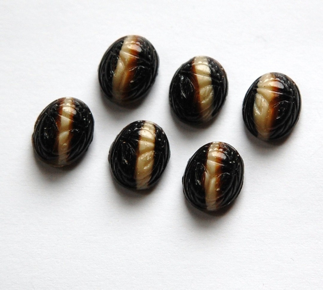 Vintage Brown Tan Scarab Glass Cabochons 10x8mm (6) Cab319y - Etsy