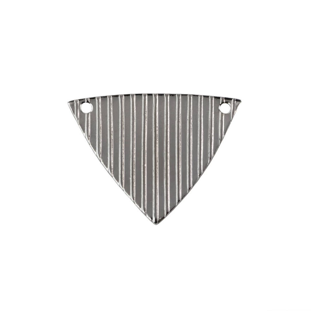 2 Hole Silver Plated Stripe Ribbed Triangle Pendant Findings (8 ...