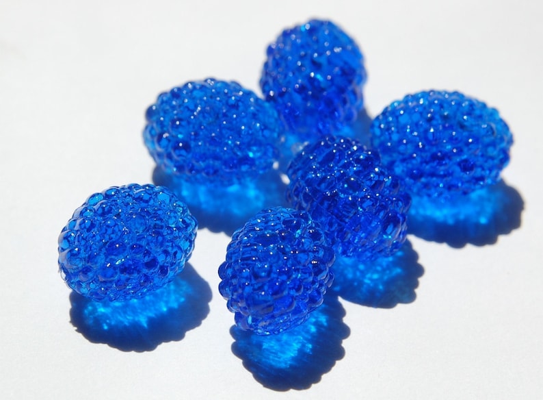 Vintage Oval Bumpy Textured Blue Plastic Beads 6 Bds791a - Etsy