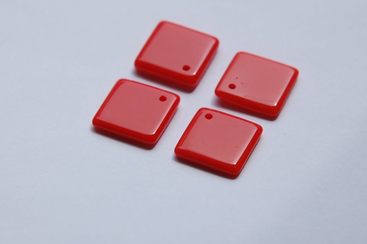 Vintage Red Glass Square Drops Pendants Japan chr096A | Etsy