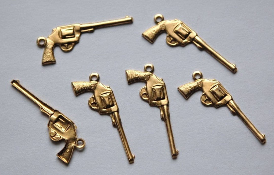 Raw Brass Pistol Gun Charms (6) Chr067 - Etsy