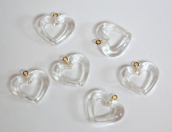 Vintage Acrylic Open Center Heart Charms Drops Chr005 | Etsy
