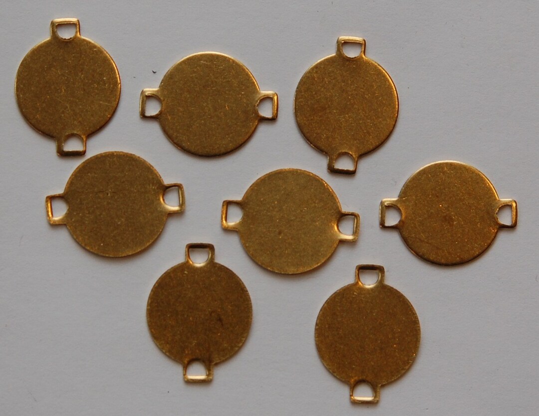 2 Loop Raw Brass Flat Pad Connector Drop 8 Mtl225b - Etsy