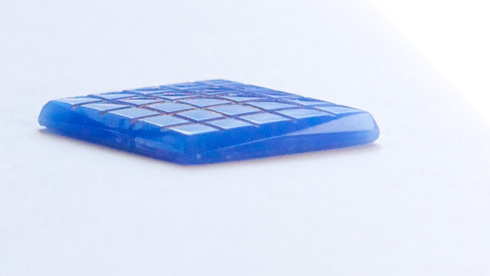 Vintage Etched Calcedon Blue Glass Diamond Cabochon With Gold - Etsy