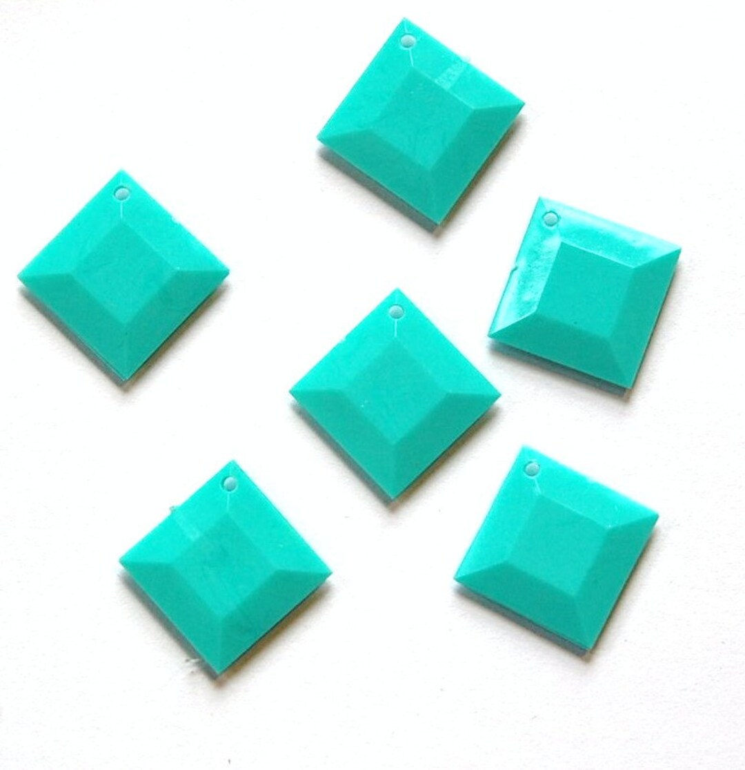 Vintage Turquoise Acrylic Faceted Square Charms Drops Bds201a - Etsy