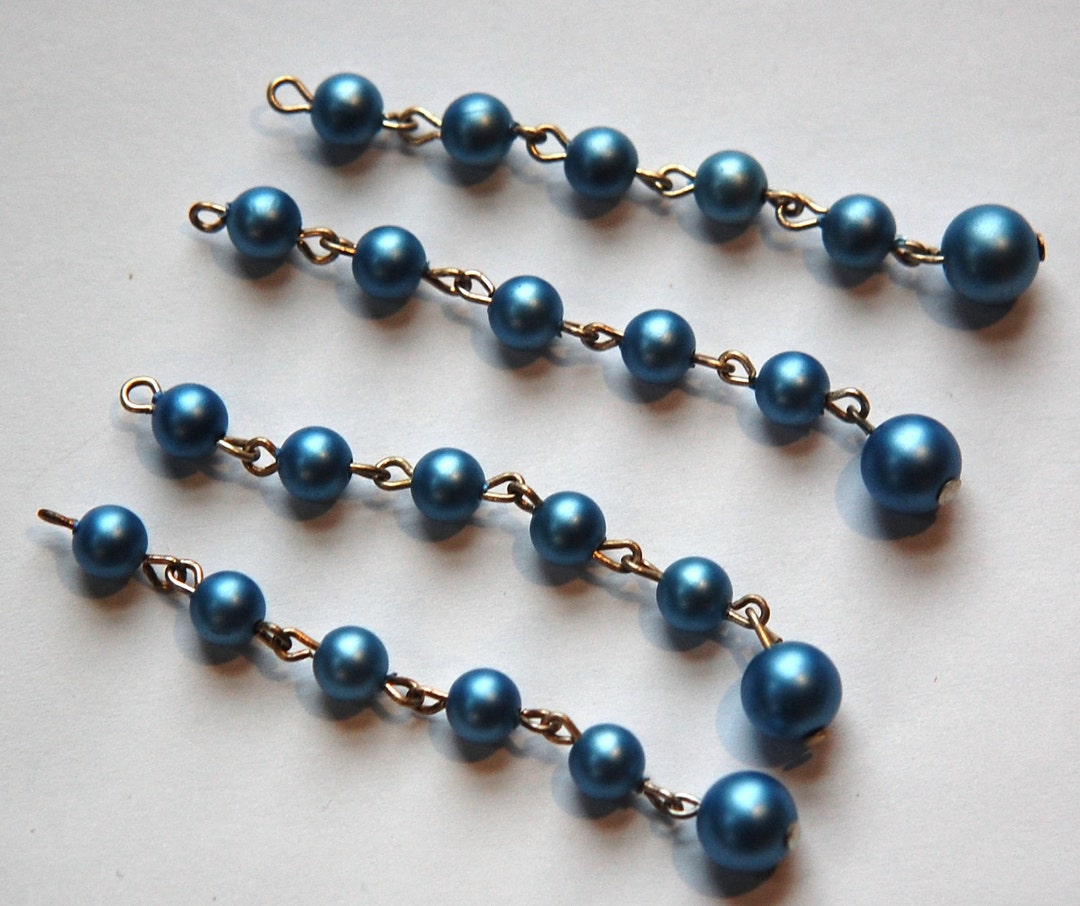 Vintage Metallic Blue Pearl Acrylic Beaded Drops Drp054 - Etsy