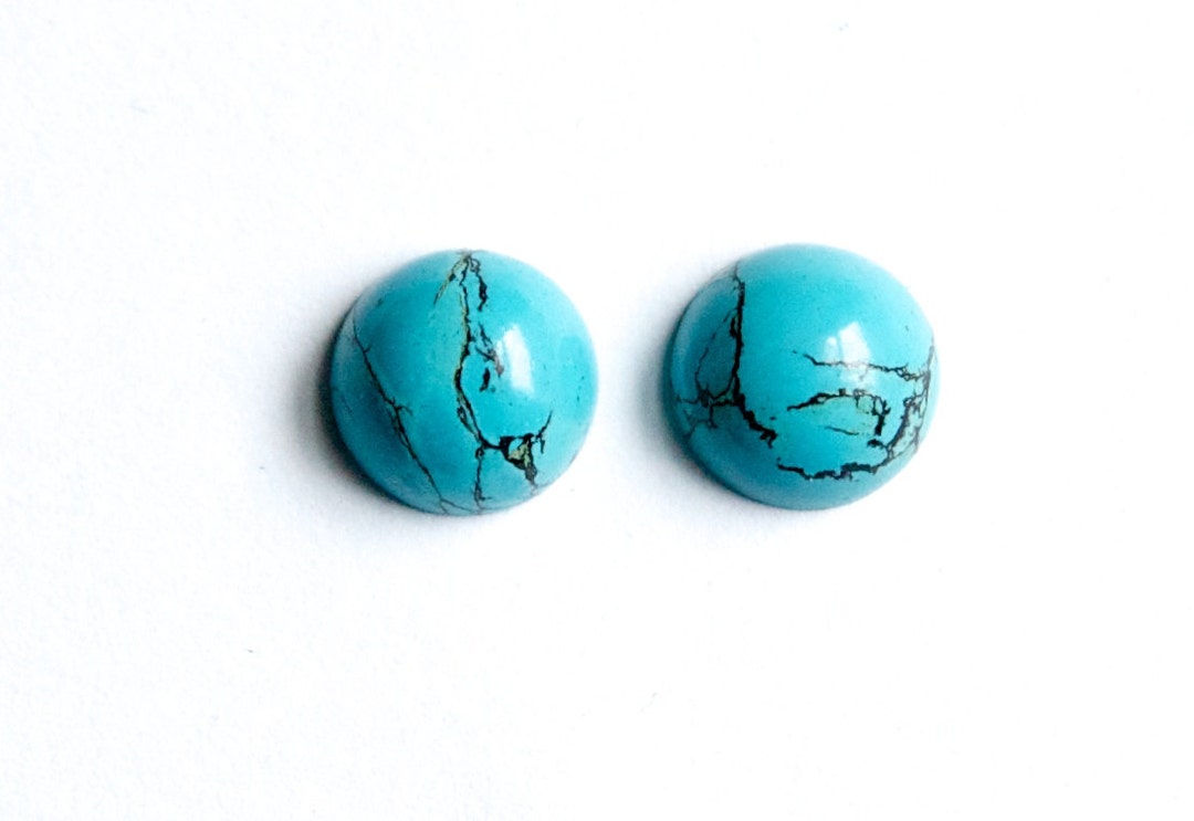 Vintage Reconstructed Genuine Turquoise Matrix Cabochon 9mm (2 ...