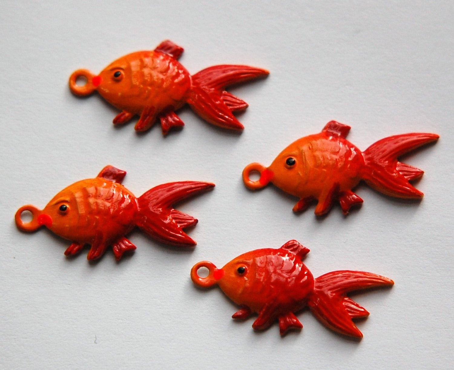Vintage Metal Orange and Red Fish Charms 23mmx12mm (4) Chr176g - Etsy