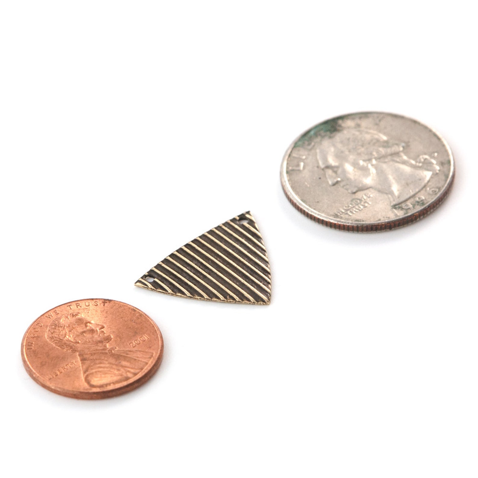 2 Hole Brass Ox Stripe Ribbed Triangle Pendant Findings 8 - Etsy