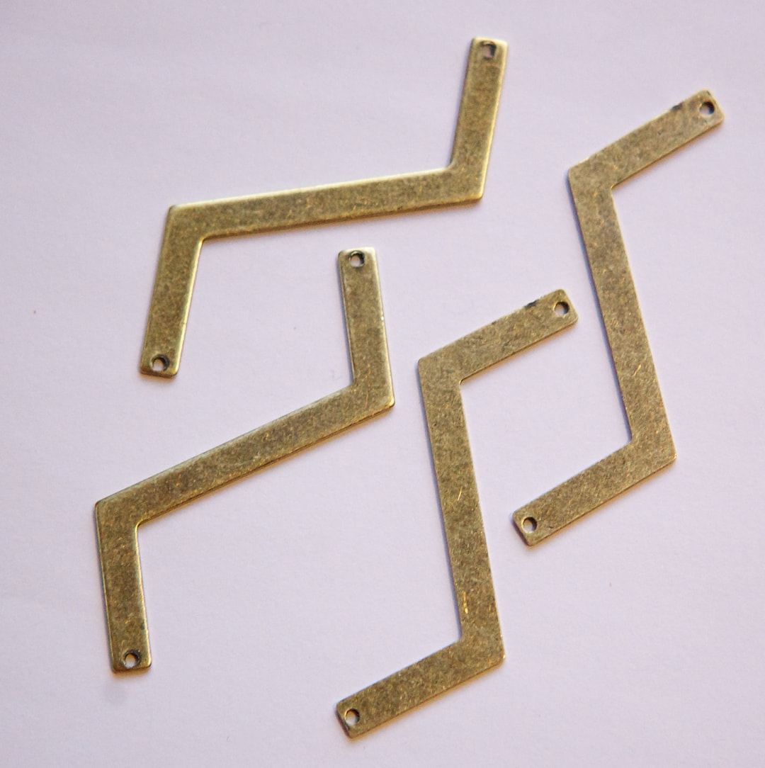2 Hole Brass Ox Z Shaped Zigzag Connector Pendants (4) Mtl269d - Etsy