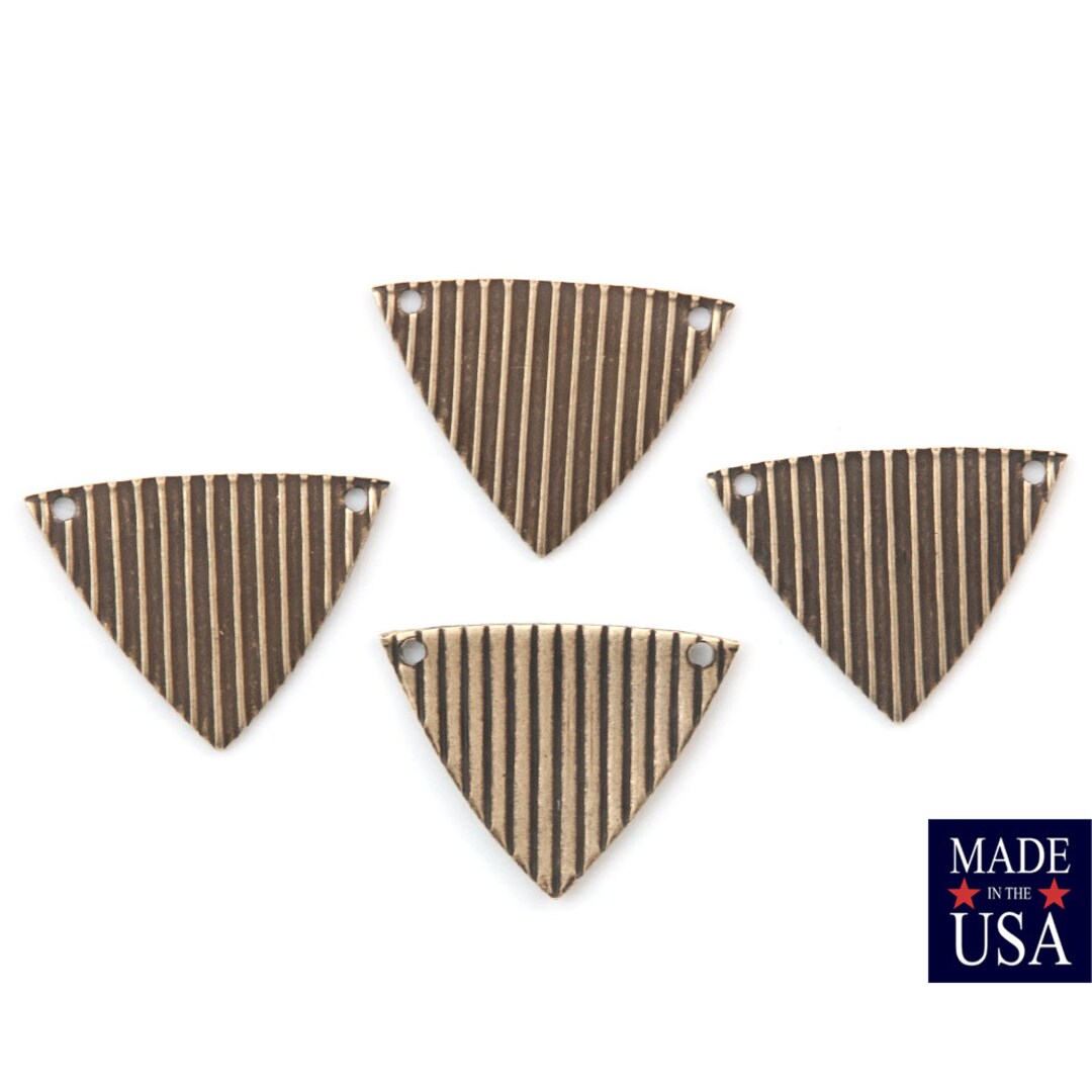 2 Hole Brass Ox Stripe Ribbed Triangle Pendant Findings (8) Mtl376c - Etsy