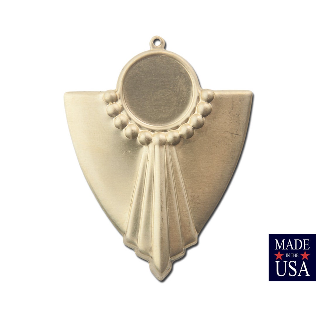 1 Loop Raw Brass Deco Swag Shield Pendant With 13mm Setting (4) Pnd022e ...