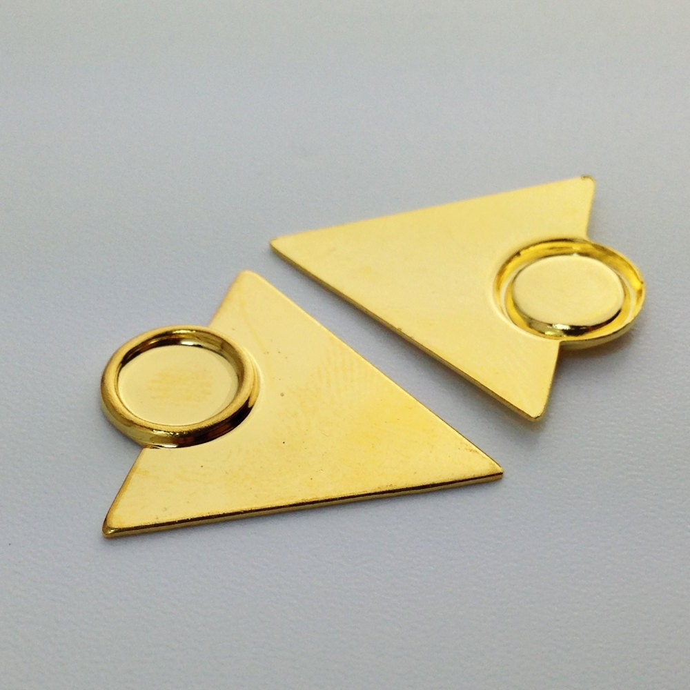 No Loop Gold Plated Triangle Drops Charms With 7mm Setting (6) Mtl066g ...