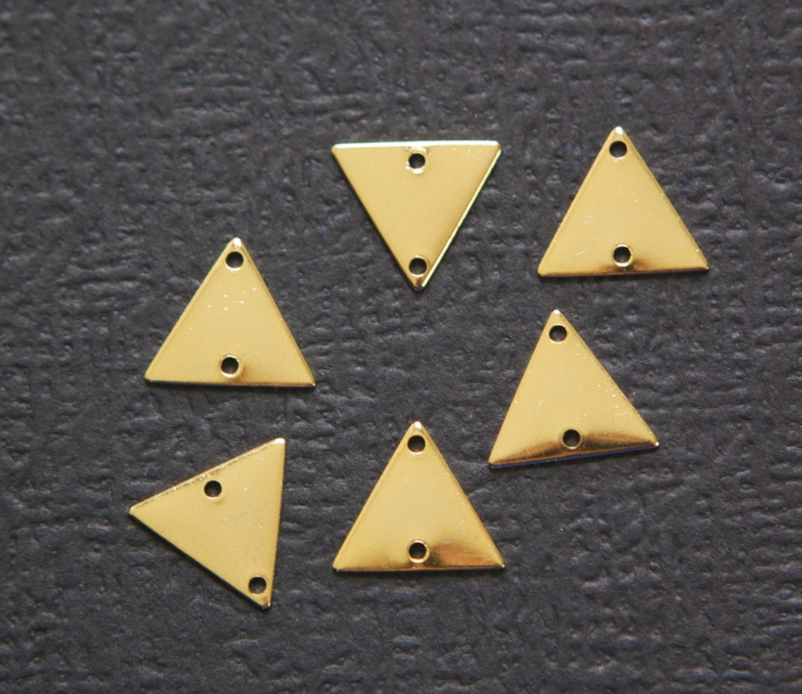 2 Hole Gold Plated Triangle Connector Link Charms Drops 13mm | Etsy