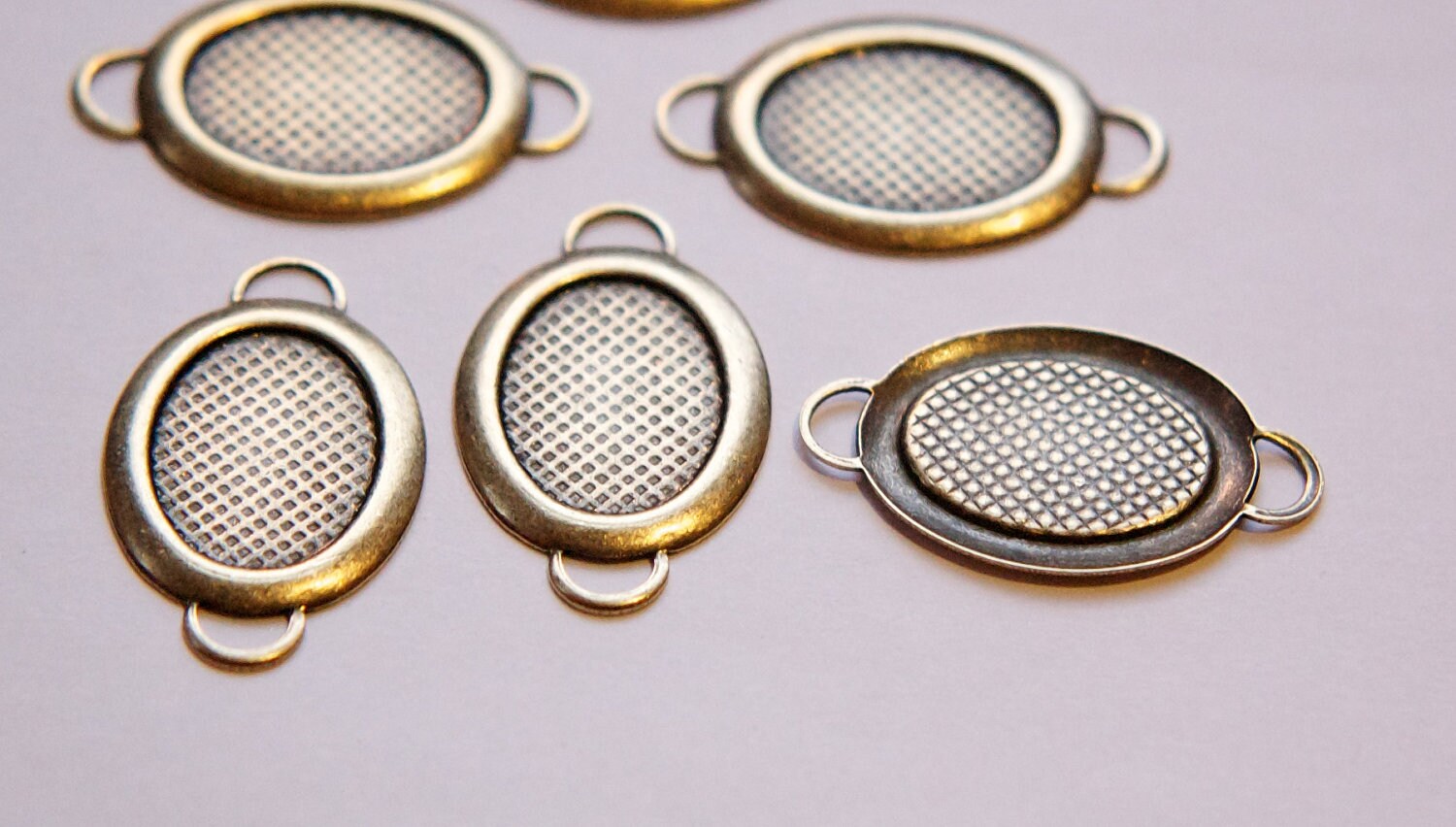 2 Loop Brass Ox Plated Connector Setting Rolled Edge 18x13mm - Etsy