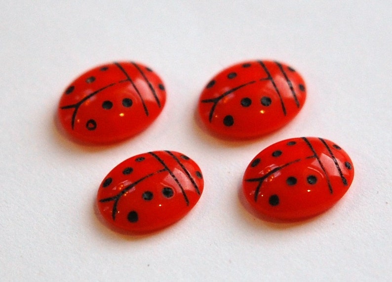 Opaque Orange and Black Glass Lady Bug Cabochons (4) Cab781j - Etsy
