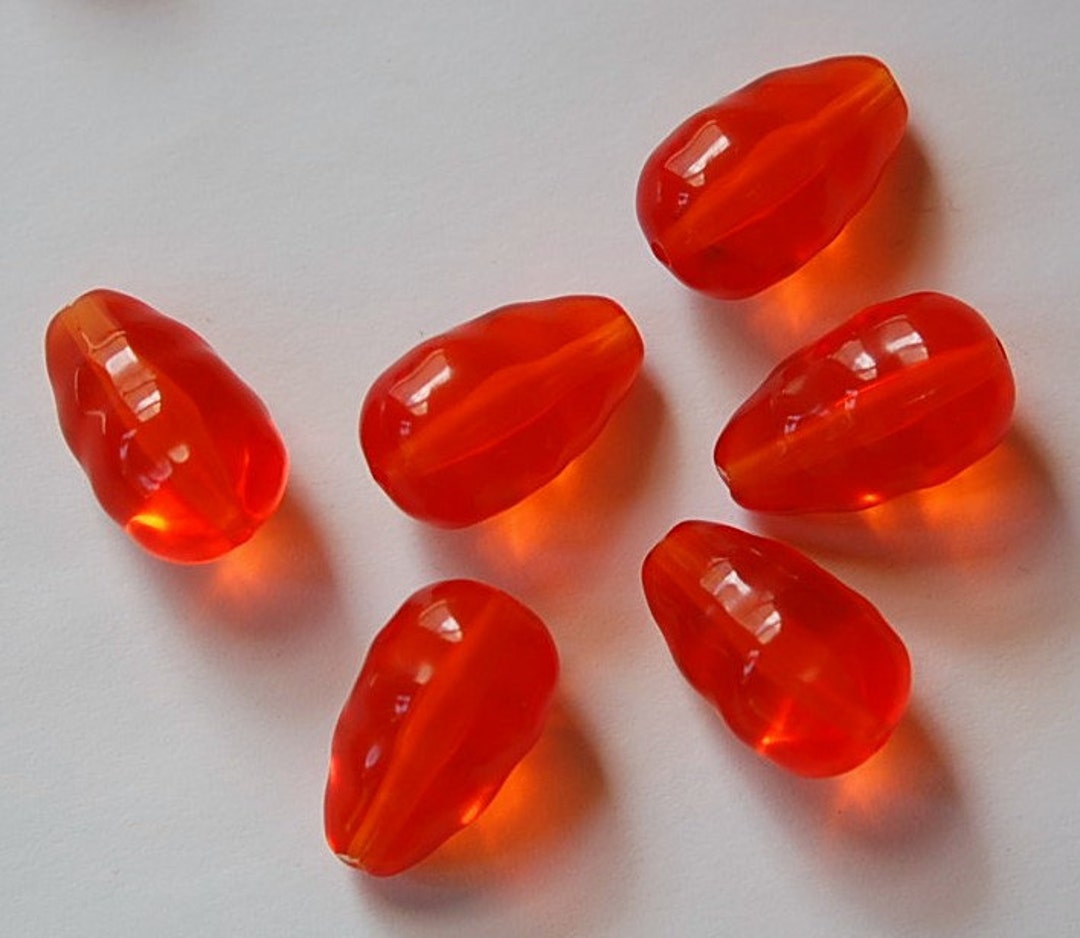 Vintage Acrylic Bumpy Translucent Orange Teardrop Beads Bds655a - Etsy
