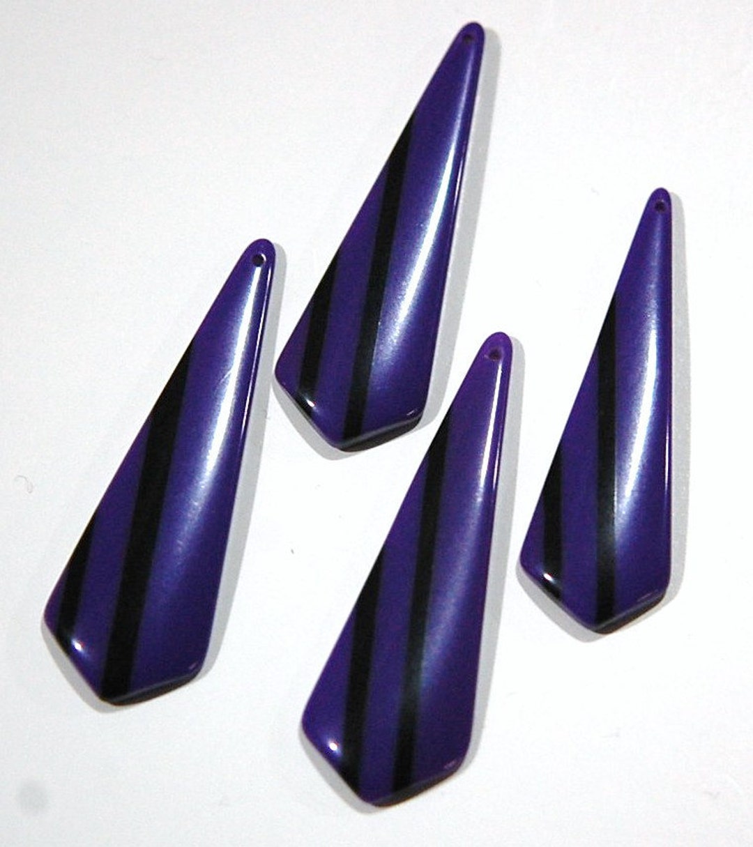 Vintage Purple With Black Stripe Retro Pointed Acrylic Pendants Pnd150 ...