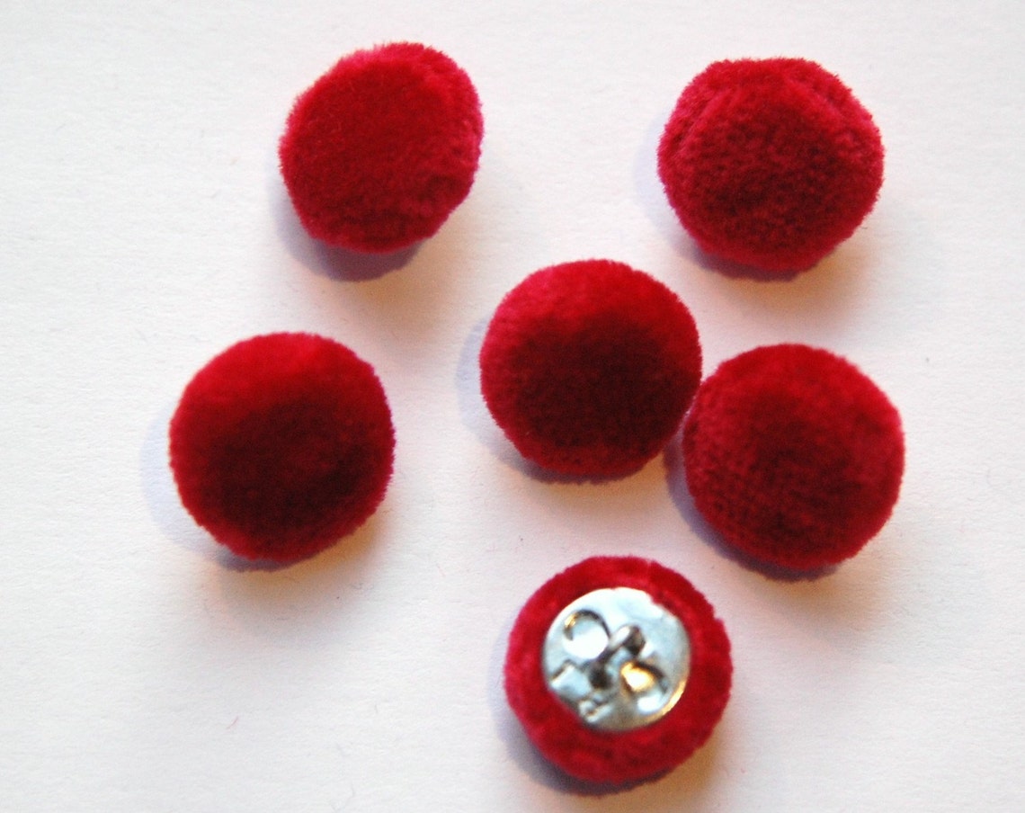 Vintage Red Soft Velour Fabric Buttons 13mm Metal Shank Btn004e - Etsy