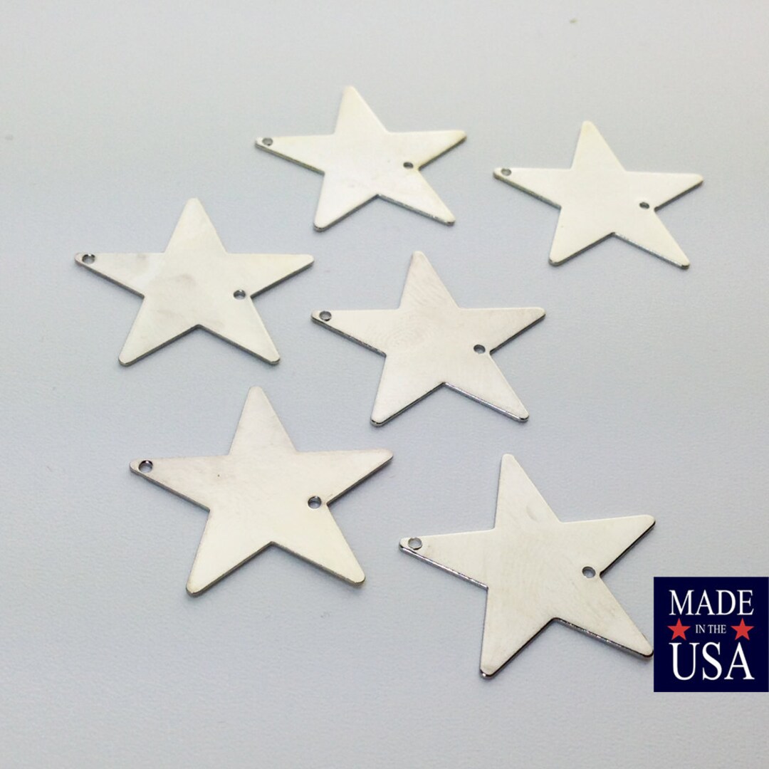 2 Hole Silver Plated Flat Star Connector Pendant (6) Mtl161c - Etsy