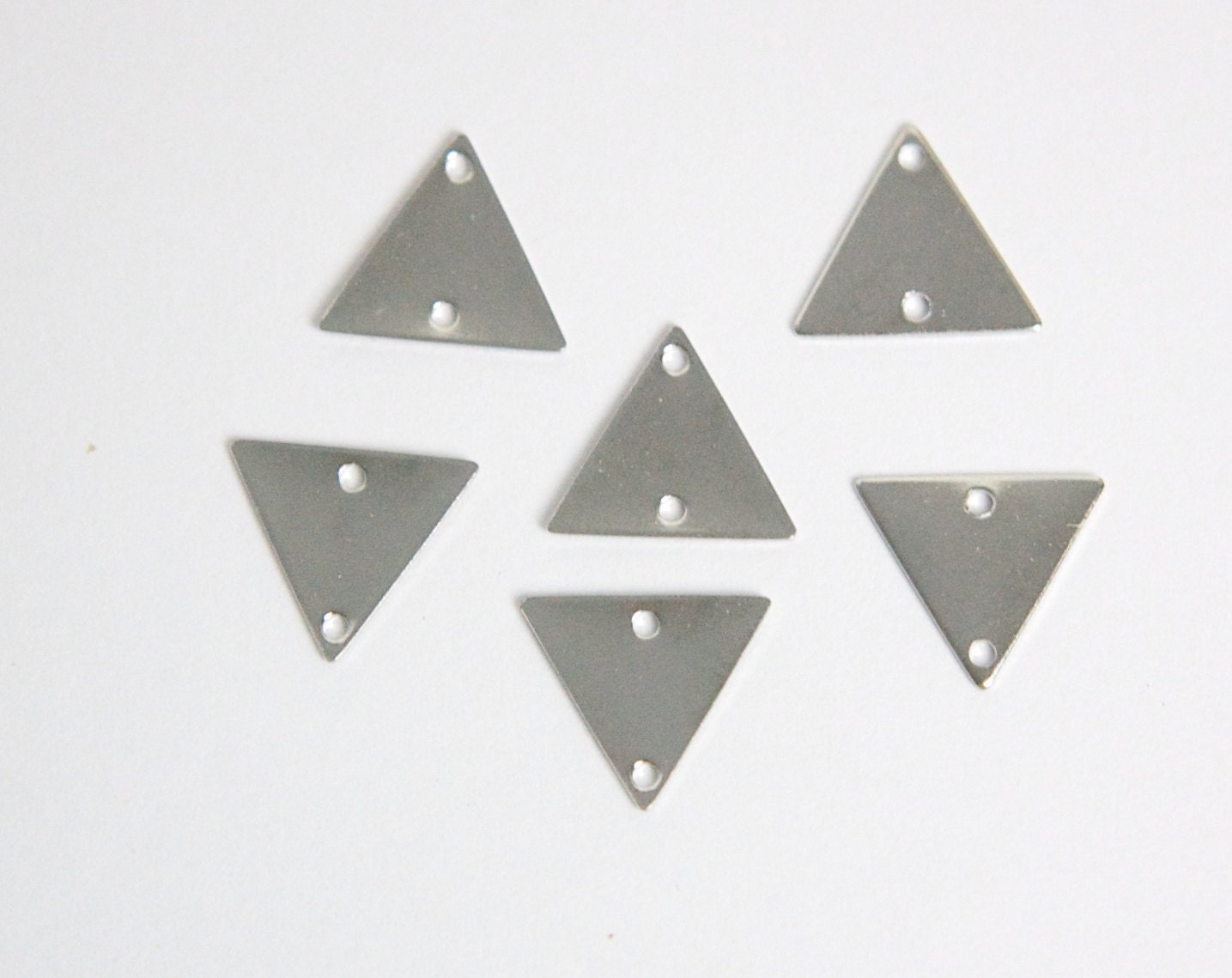 2 Hole Silver Plated Triangle Connector Link Charms Drops 13mm (10 ...