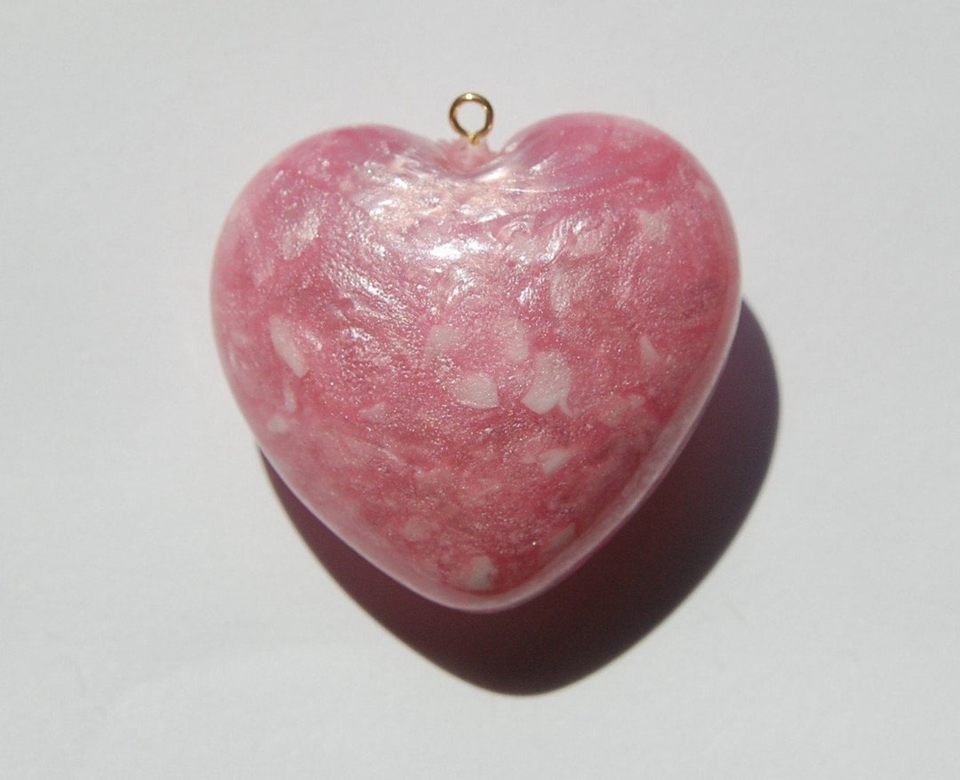 Pink Pearly Swirled Large Puffy Lucite Vintage Heart Pendant Pnd069 - Etsy