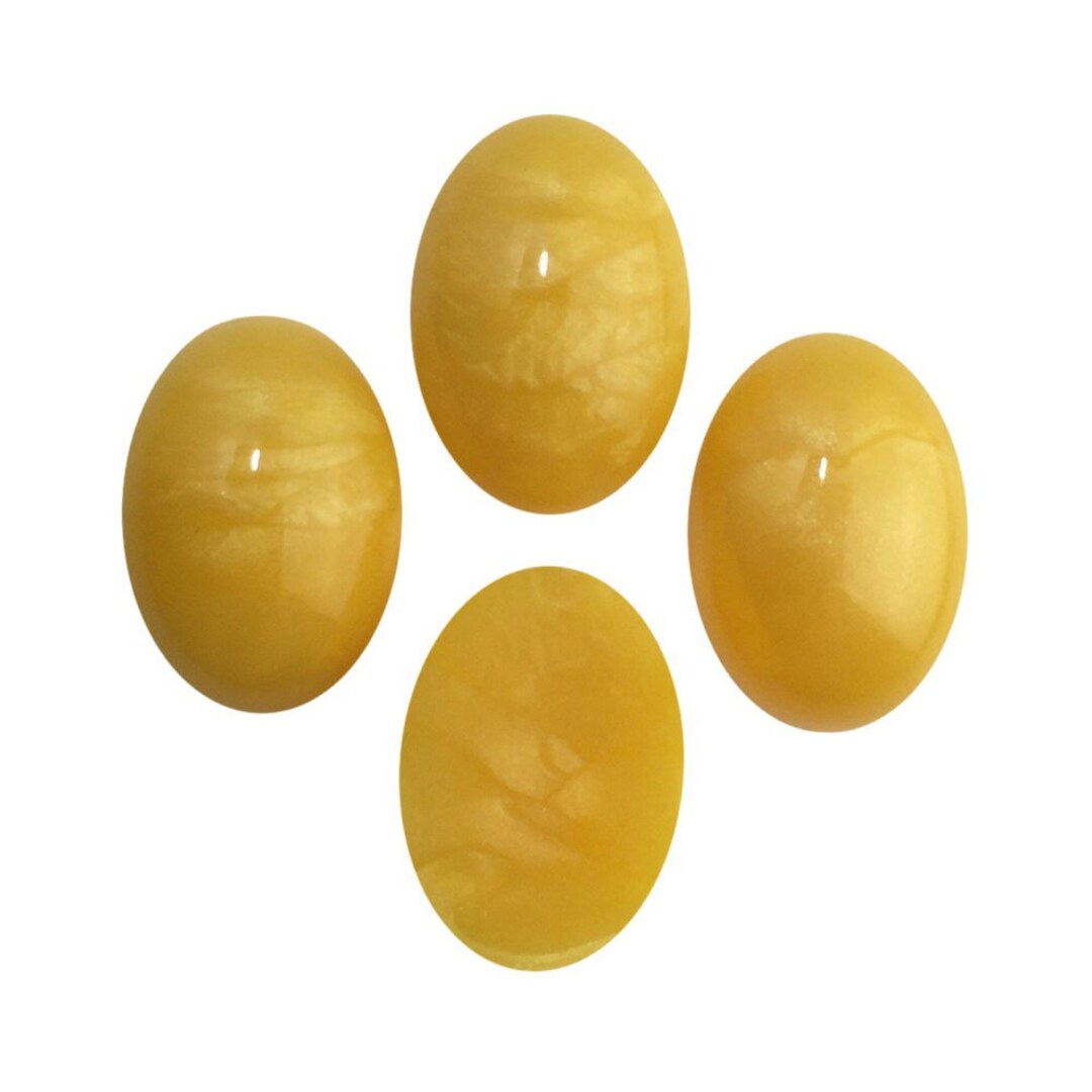 Vintage Golden Yellow Swirled Domed Cabochons Italy 18mm X 13mm (4 ...