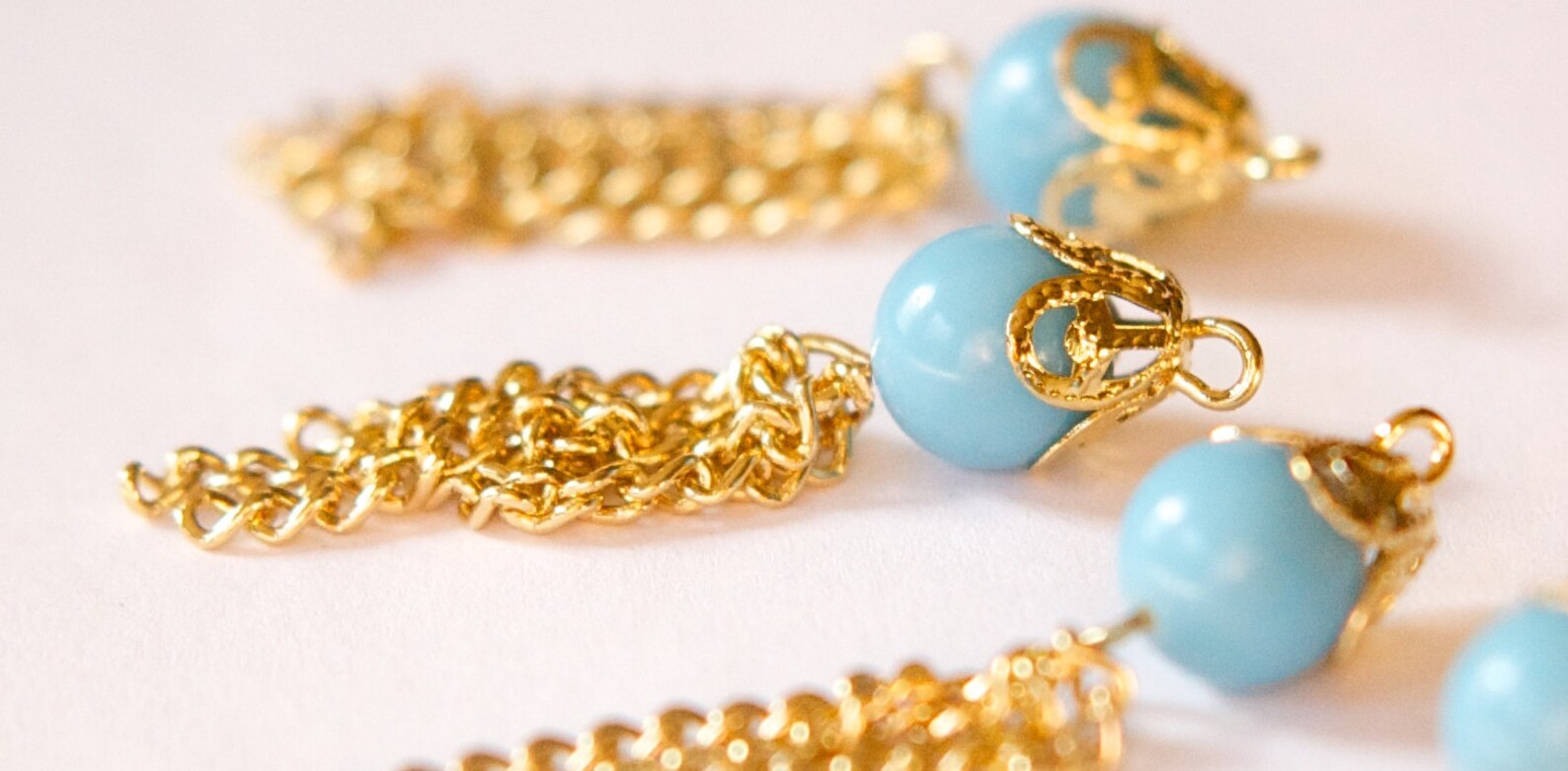 Vintage Turquoise Blue Acrylic Bead Tassel Drops Pendants | Etsy