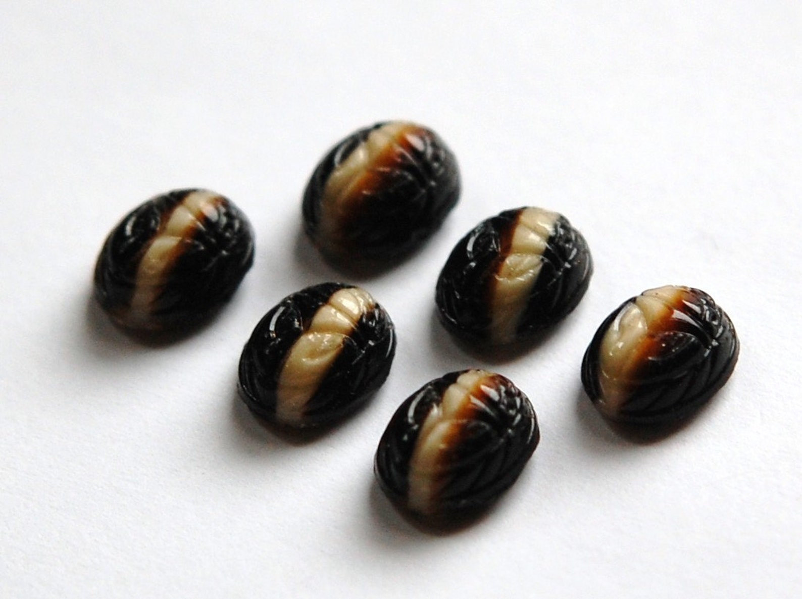 Vintage Brown Tan Scarab Glass Cabochons 10x8mm (6) Cab319y - Etsy