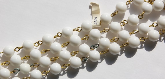 Vintage White Plastic Beaded Chain Raw Brass Links Japan | Etsy