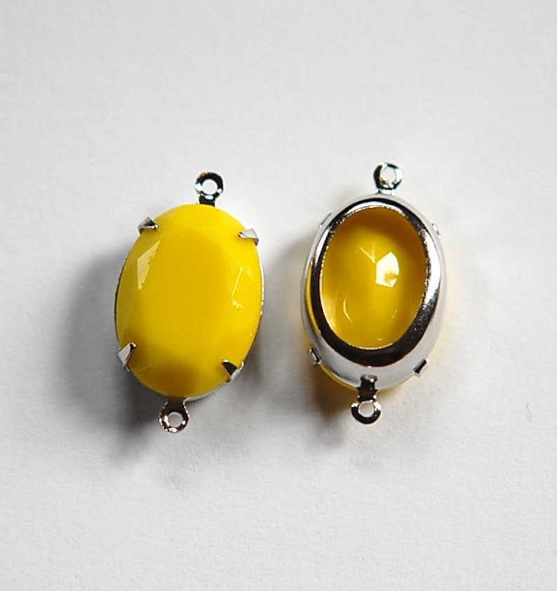 Vintage Opaque Yellow Faceted Stone in 2 Loop Silver Setting - Etsy