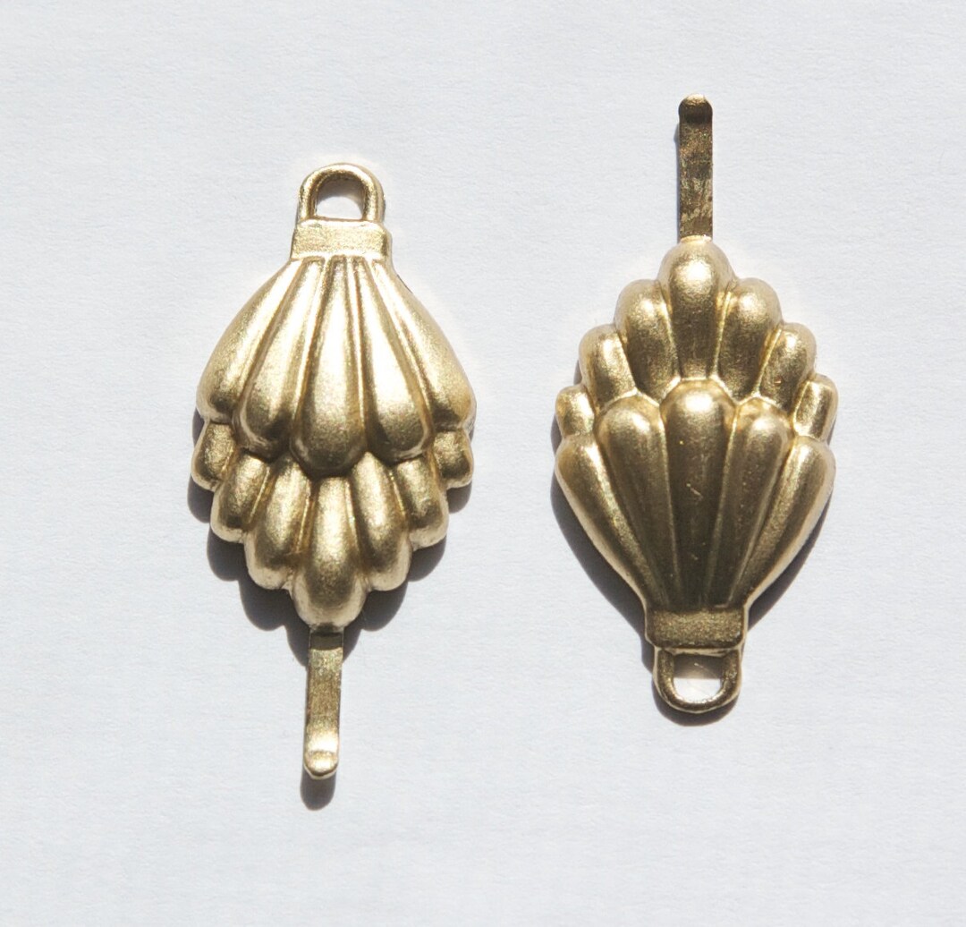 Heavy Raw Brass Scalloped Shell Connector With Open Loop (2) Mtl104 - Etsy