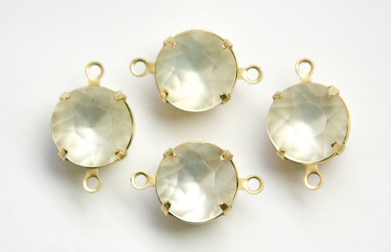 Vintage Faceted Matte Crystal Glass Stones 2 Loop Brass - Etsy