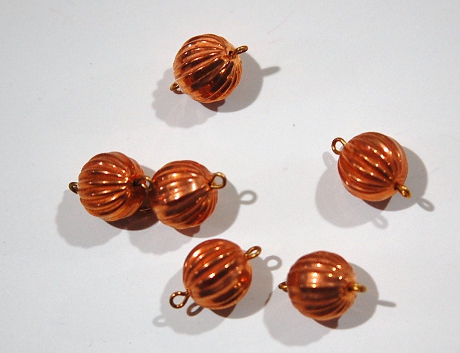 Vintage Copper Plated Acrylic Melon Bead 2 Loop Connectors Drp008a - Etsy