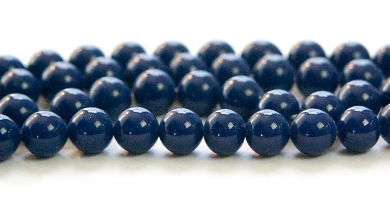 Vintage Opaque Navy Blue Glass Beads Japan 8mm (8) Jpn003j - Etsy