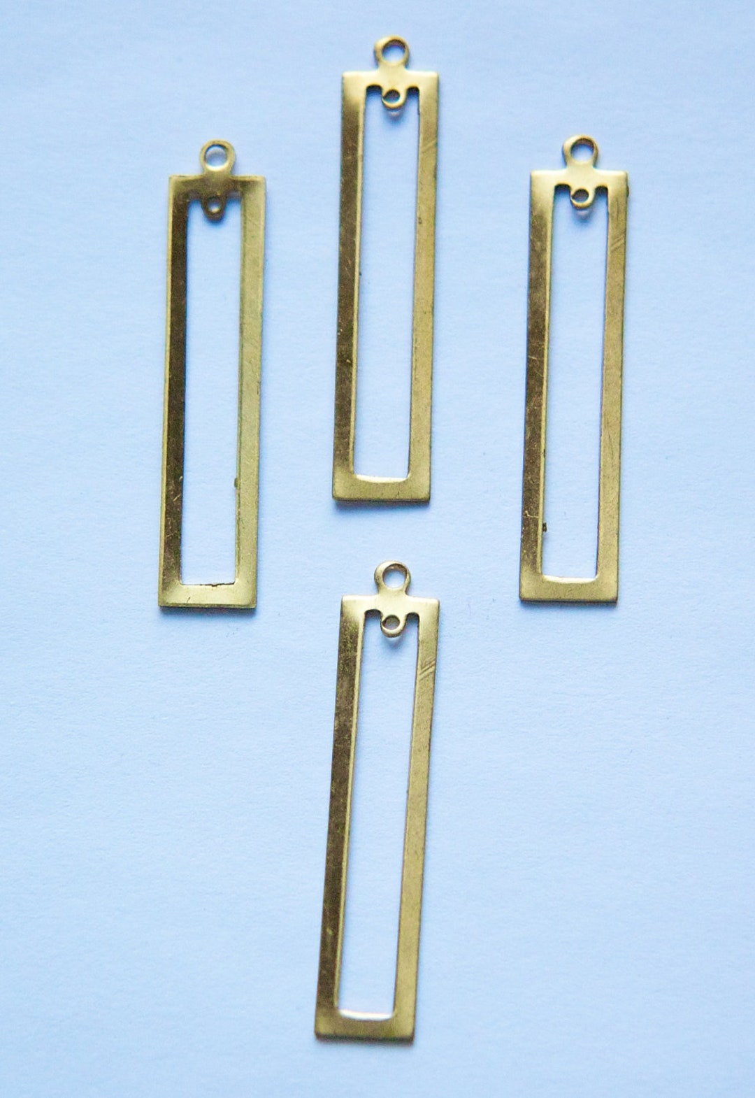 2 Hole Raw Brass Long Rectangle Pendant Drop 42x9mm (4) Mtl054f - Etsy