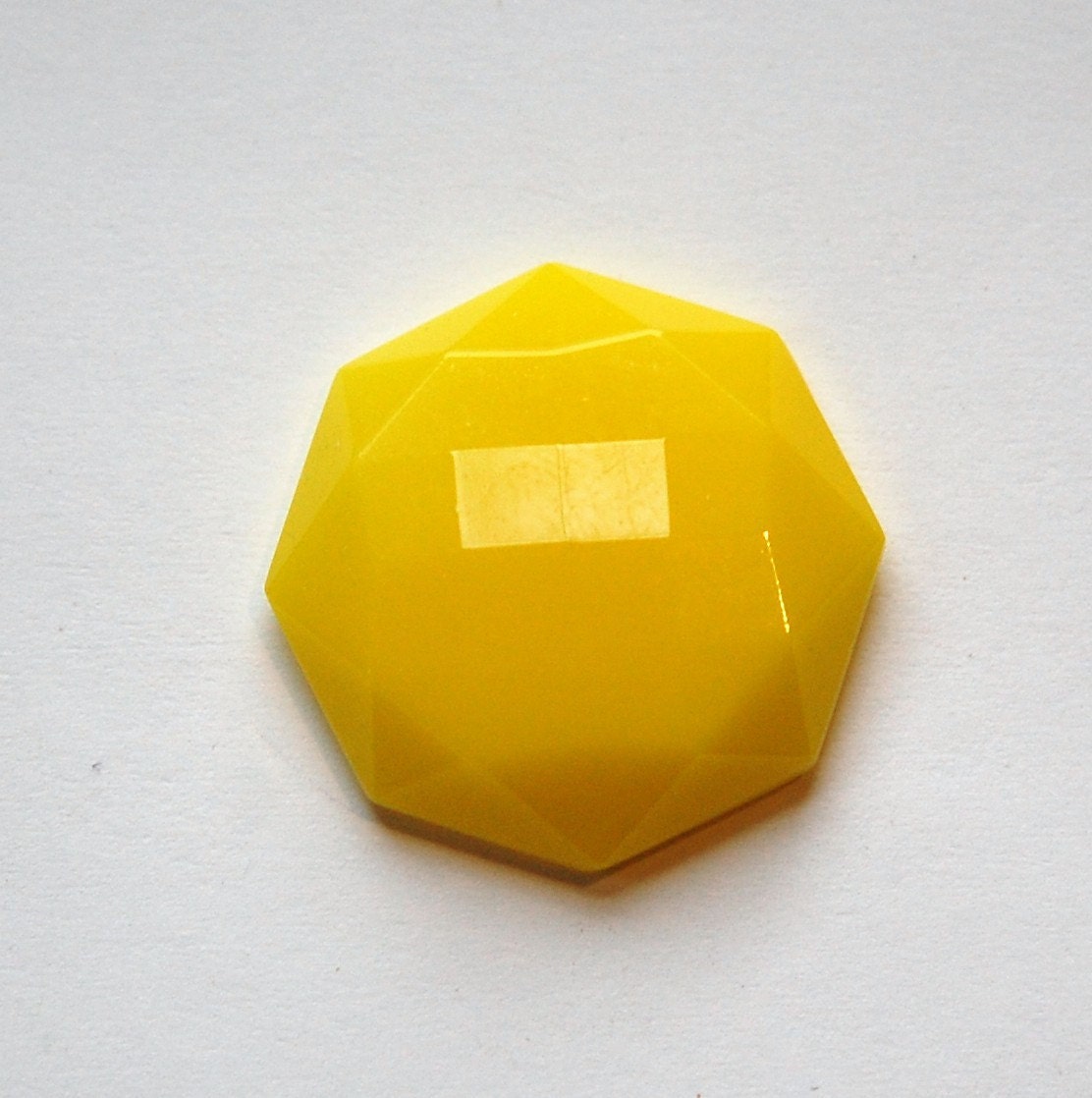 Vintage Opaque Yellow Faceted Octagon Glass Cabochon cab140D | Etsy