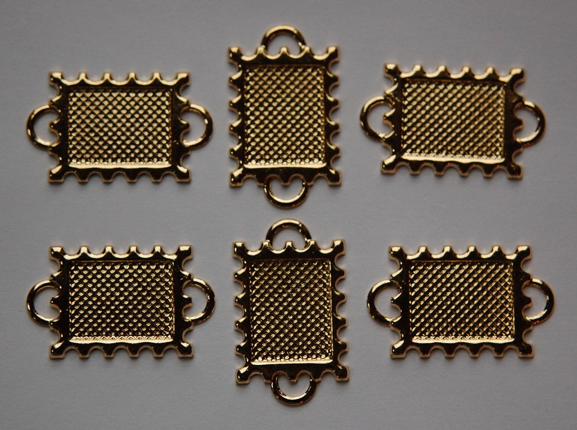 2 Loop Gold Plated Connector Setting Deep Scallop Edge 16x12mm - Etsy