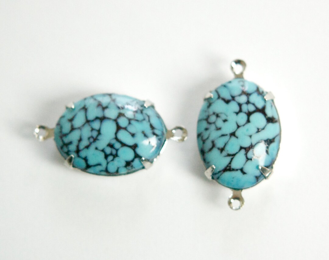 Vintage Turquoise Matrix Stones 2 Loop Silver Plated Setting 18x13mm ...