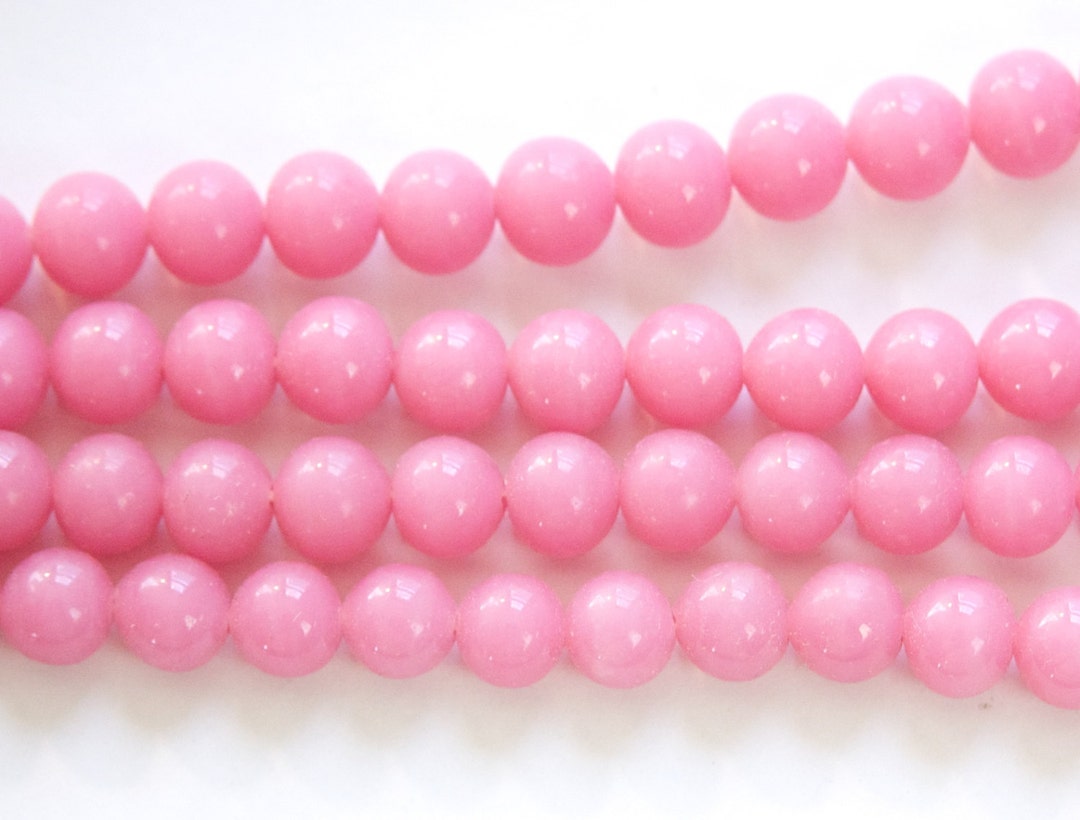 Vintage Opaque Pink Glass Beads Japan 8mm (8) Jpn003l - Etsy