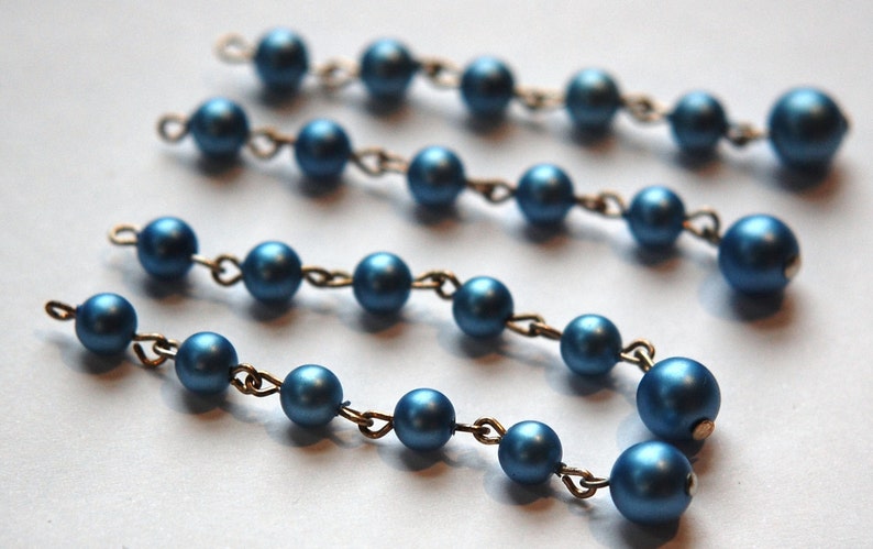 Vintage Metallic Blue Pearl Acrylic Beaded Drops Drp054 - Etsy