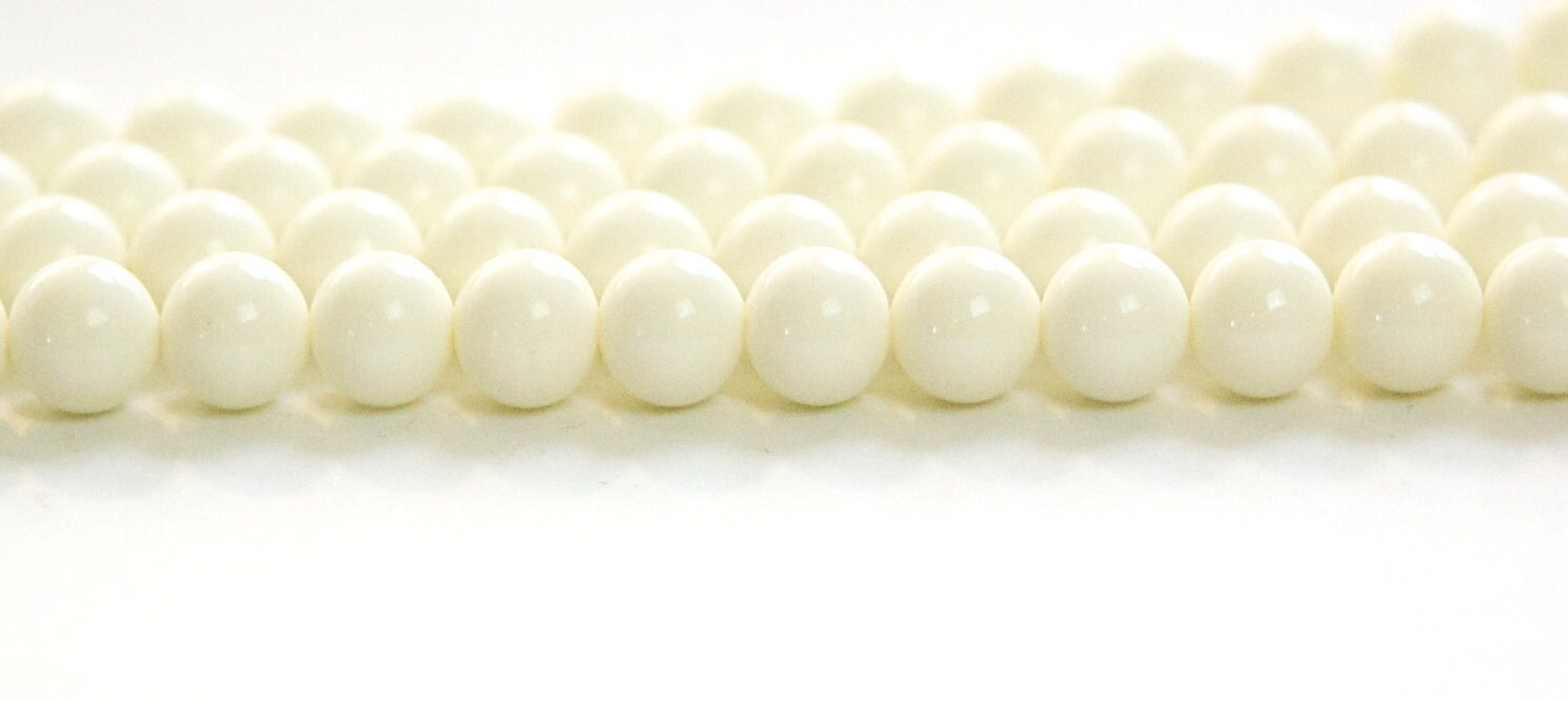 Vintage Opaque Ivory Glass Beads Japan 8mm (8) Jpn003m - Etsy
