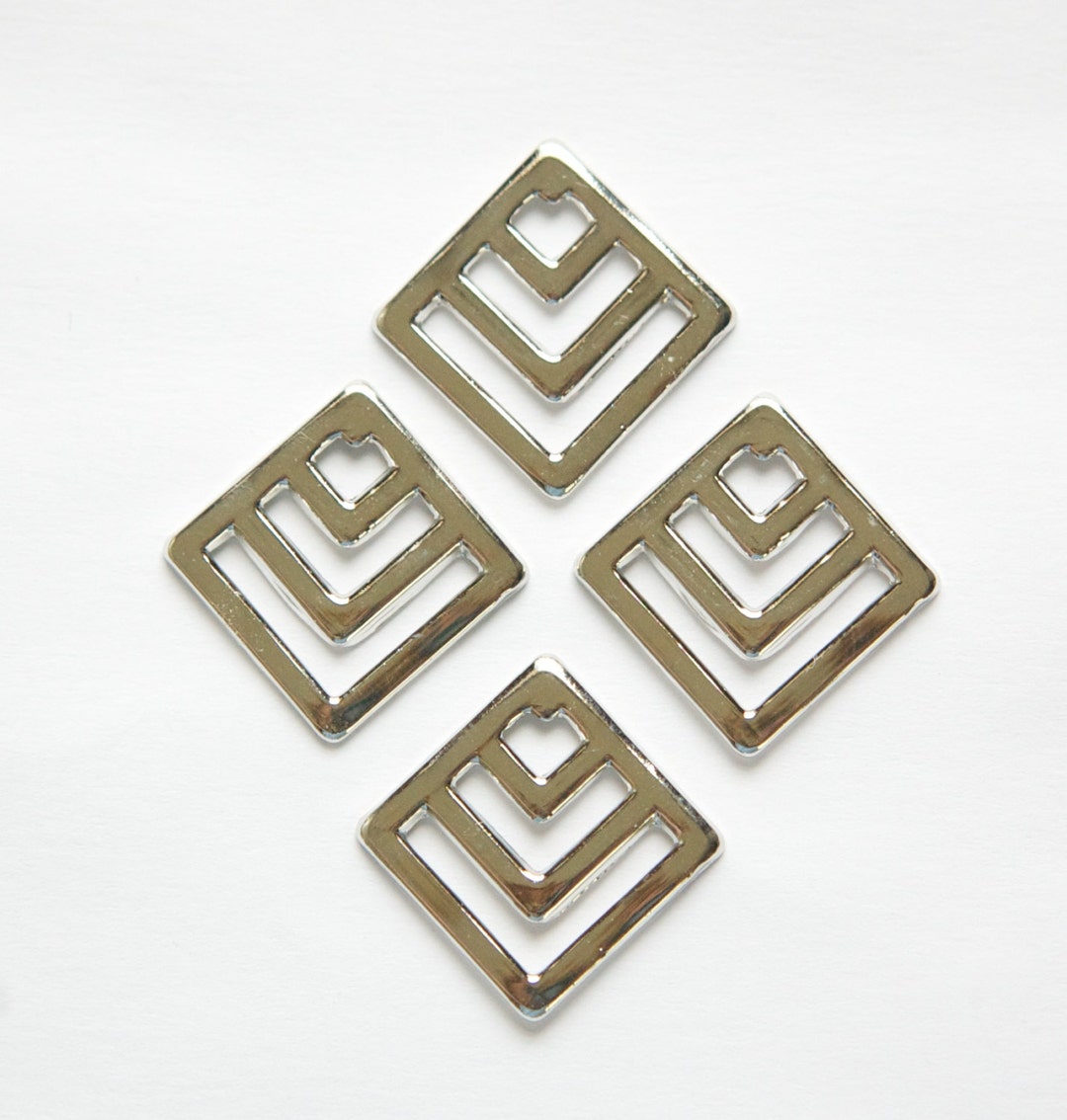 Silver Plated Square Chevron Charm Pendant (6) Mtl404b - Etsy