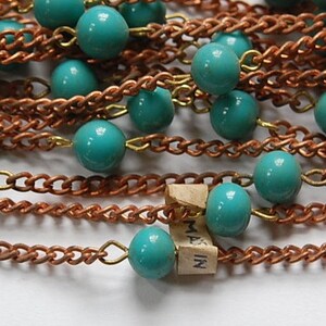 Vintage Dark Turquoise Blue Glass Beaded Chain Japan Chn058 - Etsy