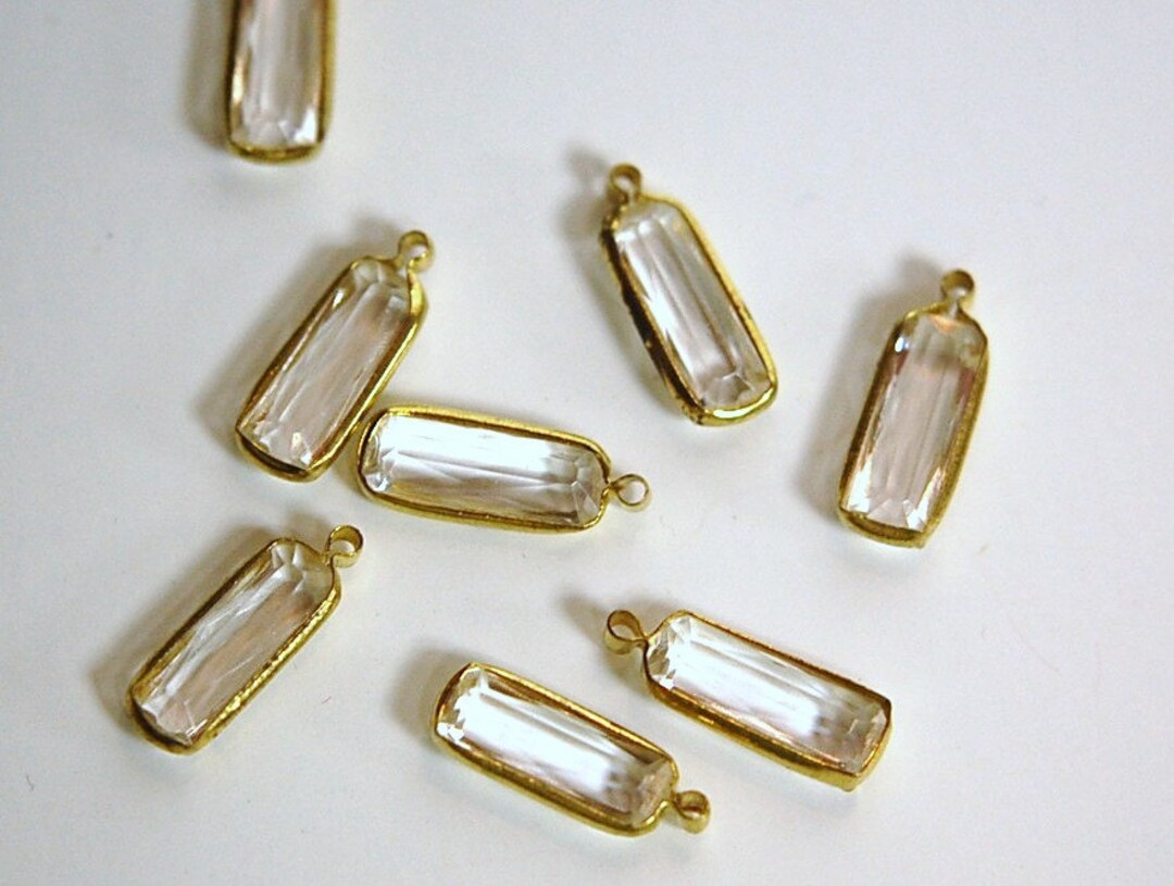 1 Loop Vintage Rectangle Clear Acrylic Faceted Channel Set Charms ...