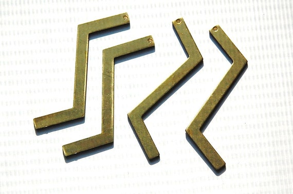 1 Hole Raw Brass Z Shaped Zigzag Drops Pendants 4 Mtl269c | Etsy