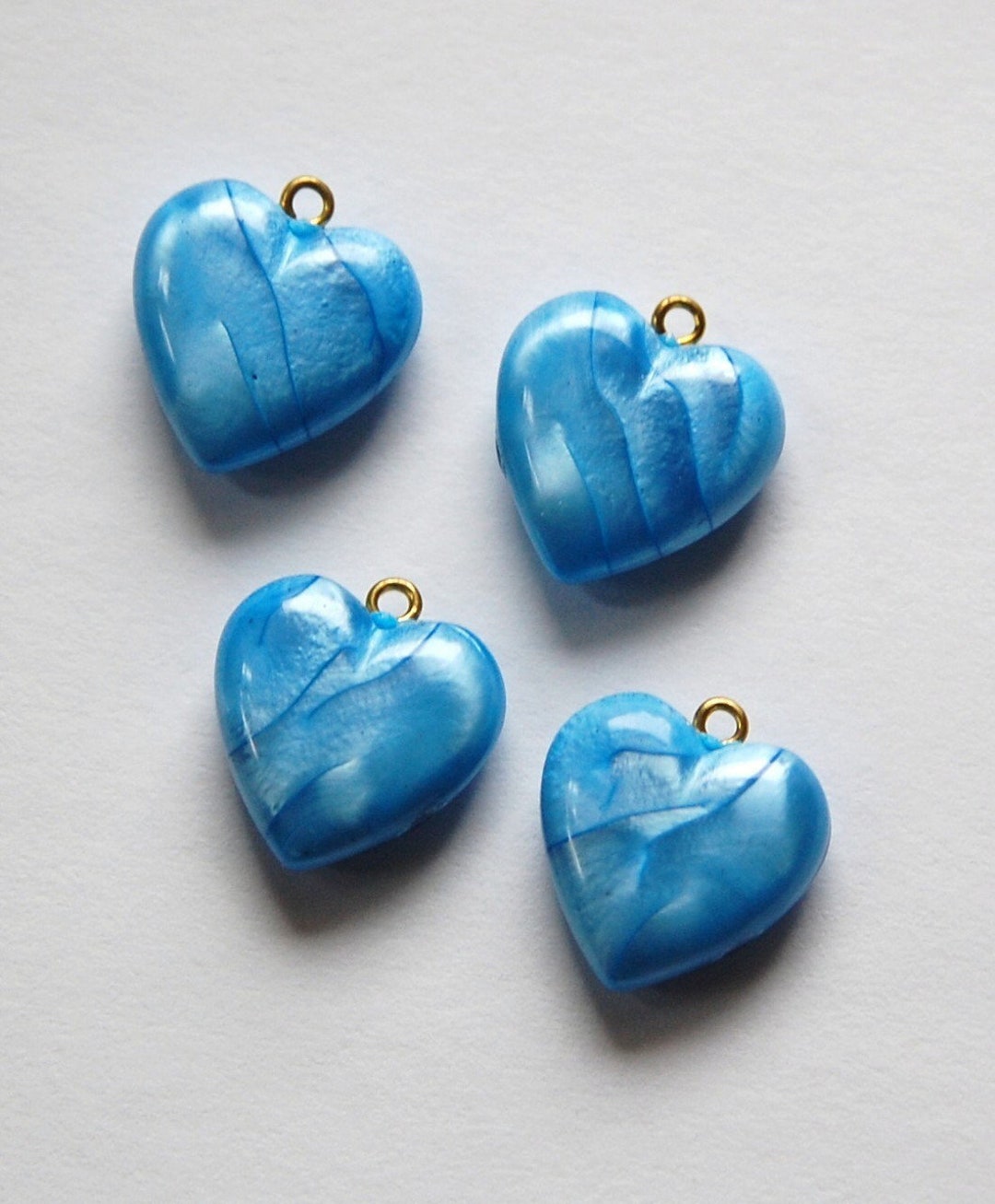 Vintage Small Blue Pearl Acrylic Heart Charms Pendants Chr175f - Etsy